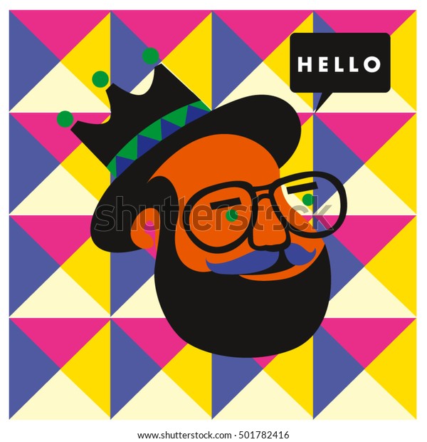 Hipster Men Head Say Hello Illustration Stock Vector (Royalty Free ...
