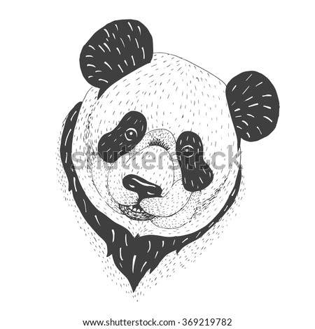 Hipster Panda Face Handdrawn Doodle Vector Illustration Stock Vector ...