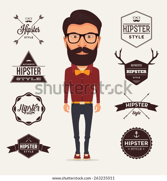 Hipster Style Character Trendy Typographic Design Stock-Vektorgrafik ...