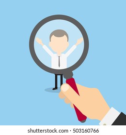 Hiring Staff Concept Hand Magnifying Glass Stock Illustration 556878556