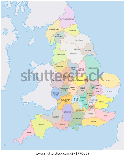 Historic Counties England Map Stock-Vektorgrafik (Lizenzfrei) 271990589
