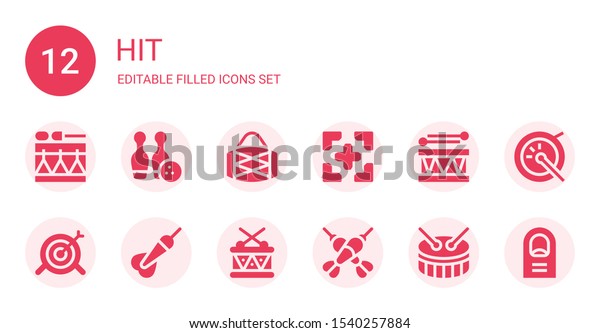 Hit Icon Set Collection 12 Filled Stock Vector (Royalty Free ...