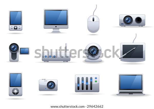 Hitech Equipment Icon Set Stock Vector (Royalty Free) 29642662 ...