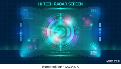 Hitech Radar Screen Modern Digital Defense Stock Vector (Royalty Free ...