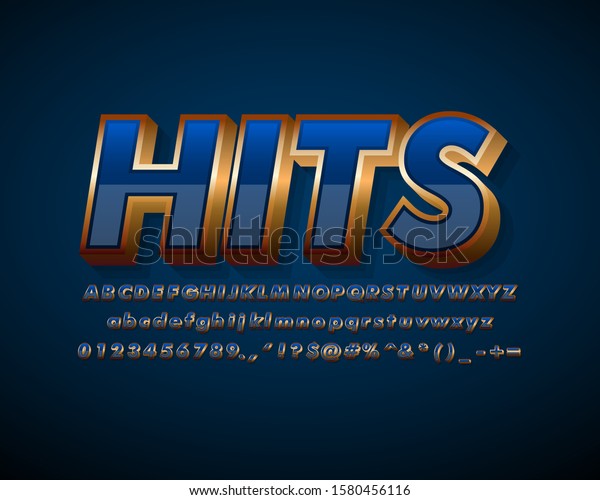 Hits Font Effect Luxury Blue Gold Stock Vector (Royalty Free ...