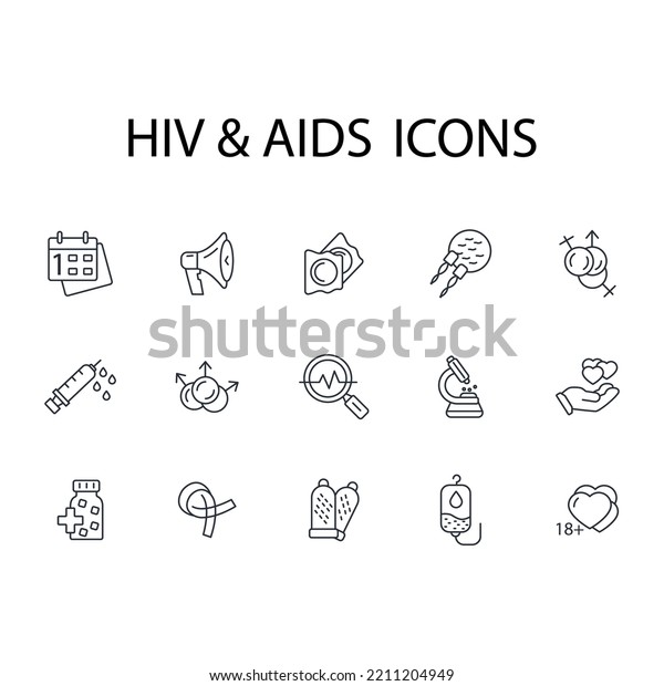 Hiv Aids Icons Set Hiv Aids Stock Vector (Royalty Free) 2211204949 ...