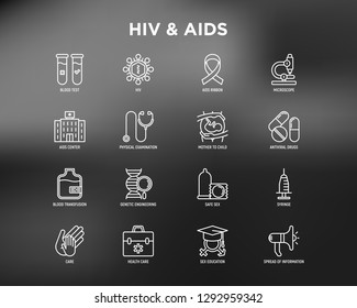 Hiv Aids Thin Line Icons Set Stock Vector (Royalty Free) 1292959342 ...