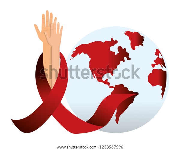 Hiv Ribbon Hand Design Stock Vector (Royalty Free) 1238567596