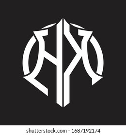 Hk Logo Monogram Emblem Circle Rounded Stock Vector (Royalty Free ...
