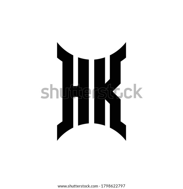 Hk Monogram Logo Curved Side Design Stock Vector (Royalty Free) 1798622797