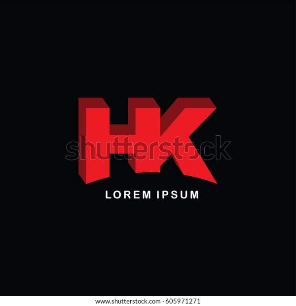 Hk Red Block Initial Letter Brand: vector de stock (libre de regalías ...