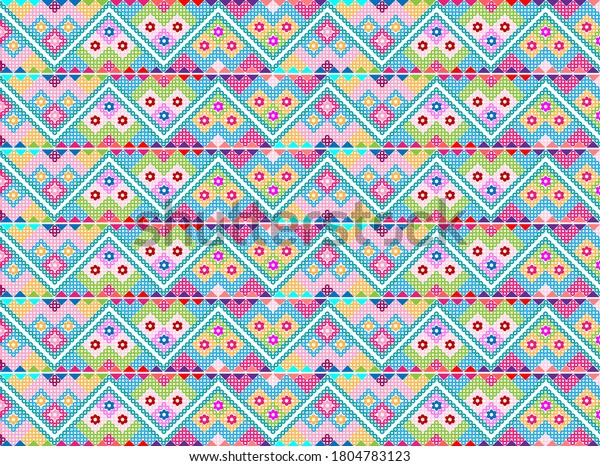 Hmong Clothes Traditional Handmade Pattern Background Stock Vector ...