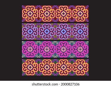Hmong Ethnic Patternethnic Patternfigure Tribal Embroideryfolk Stock ...