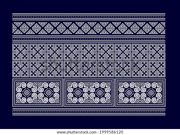 Hmong Ethnic Patternethnic Patternfigure Tribal Embroideryfolk Stock ...