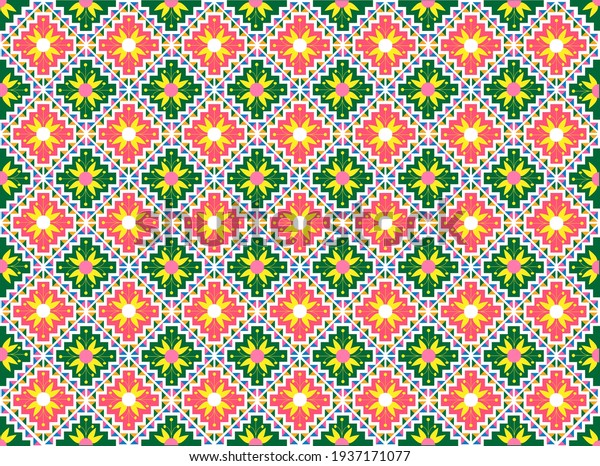 Hmong Traditional Clothes Colorful Pattern Background Stock Vector ...