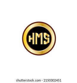 Hms Three Letter Logo Design Gold Stock Vector (Royalty Free ...