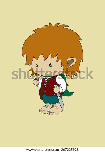 Hobbit Imaginary Character Illustration Angry Cute 스톡 벡터(로열티 프리 ...