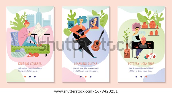Hobby Courses Workshops People Learning Pottery Stock Vector (Royalty ...