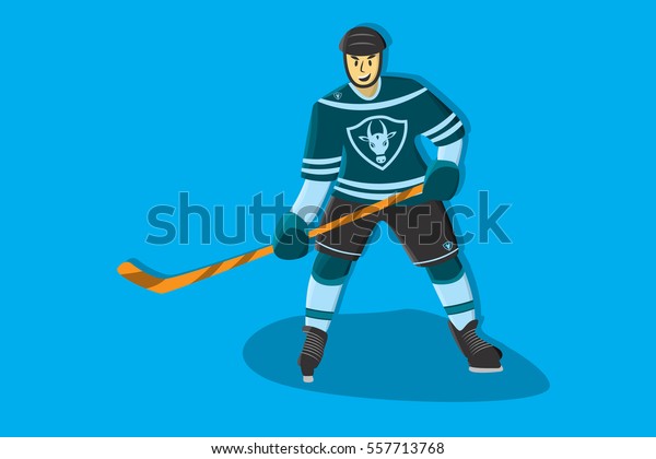 Hockey Comic Player Cartoon Character Stock Vector (Royalty Free ...