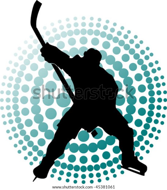 Hockey Player Makes Strong Shot On Stock Vector (Royalty Free) 45381061 ... Hockey Player Makes Strong Shot On Stock Vector (Royalty Free) 45381061 ...