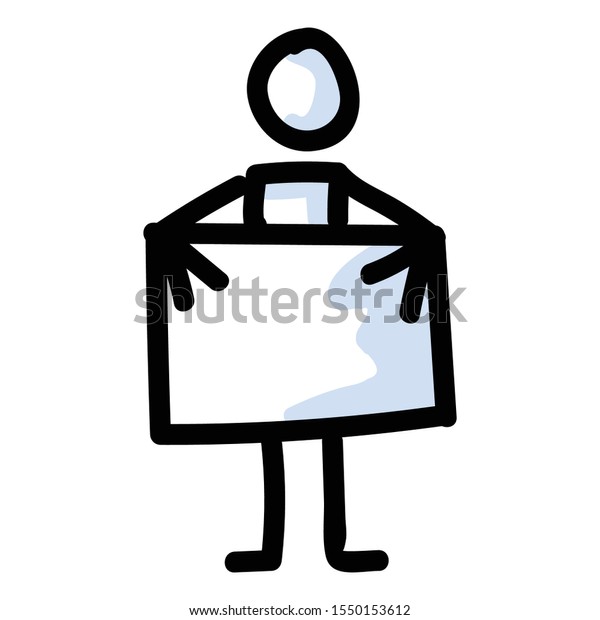 Holding Banner Stick Figure Vector Illustration Stock Vector (Royalty ...