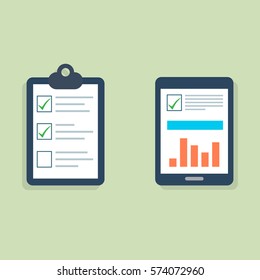 Holding Clipboard Checklist Notebook Tablet Flat Stock Vector (Royalty ...