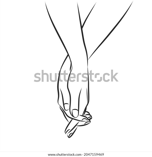 Holding Hand Line Vector Illustration Stock Vector (Royalty Free ...