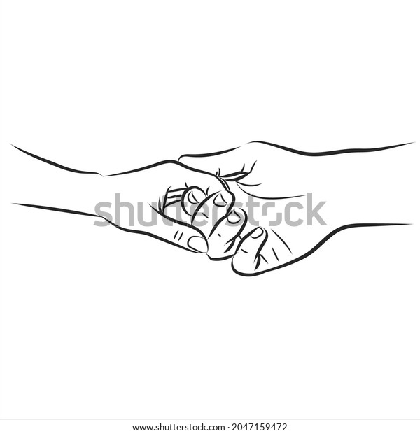 Holding Hand Line Vector Illustration Stock Vector (Royalty Free ...