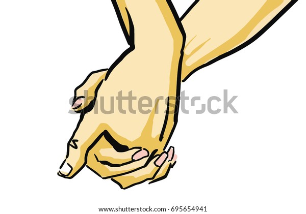 Holding Hands Color Vector Sketch Stock Vector (Royalty Free) 695654941 ...