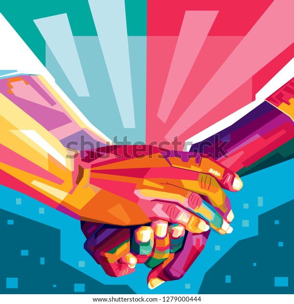Holding Hands Colorfull Vector Illustration Stock Vector (Royalty Free ...