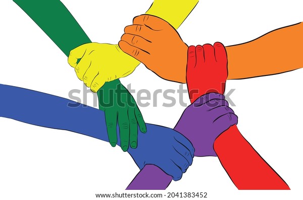 Holding Hands Indicating Union Colors Lgbtqia Stock Vector (Royalty ...