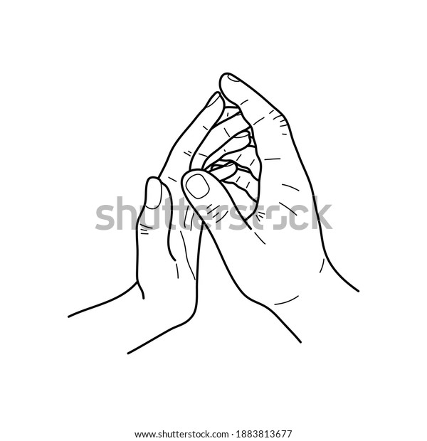 Holding Hands Interlocked Intertwined Fingers Concept Stock Vector ...