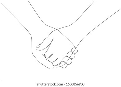 Holding Hands One Line Drawing On Stock Vector (Royalty Free ...
