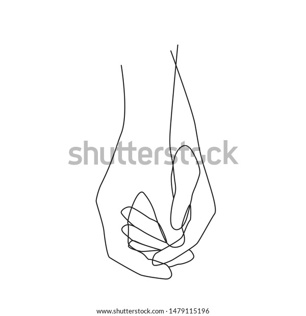 Holding Hands One Line Drawing On Stock Vector (Royalty Free ...