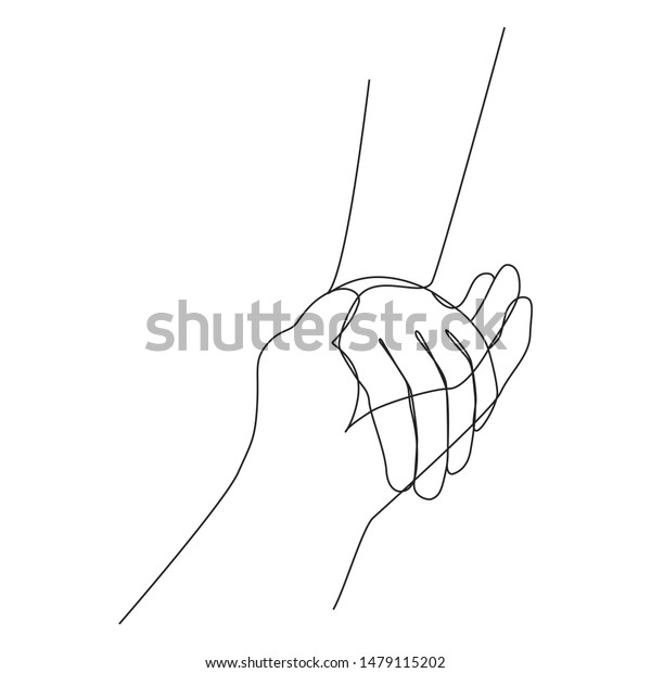Holding Hands One Line Drawing On Stock Vector (Royalty Free) 1479115202