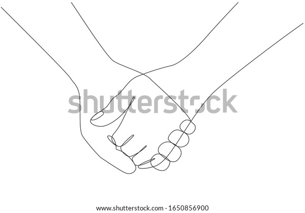 Holding Hands One Line Drawing On Stock Vector (Royalty Free ...