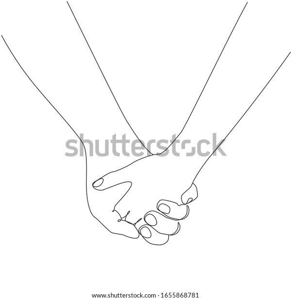 Holding Hands One Line Drawing On Stock Vector (Royalty Free ...