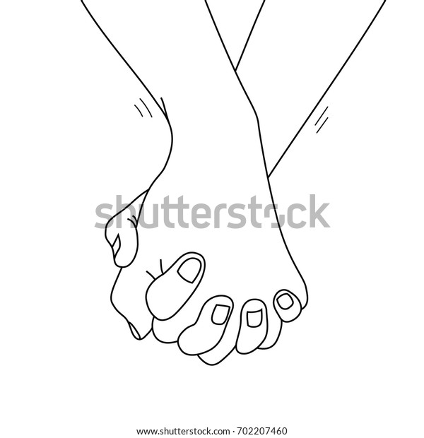 Holding Hands Outline Vector Illustration Doodles 库存矢量图（免版税）702207460 ...