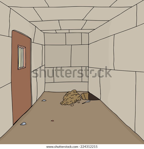 Hole in ground of stone prison cell background