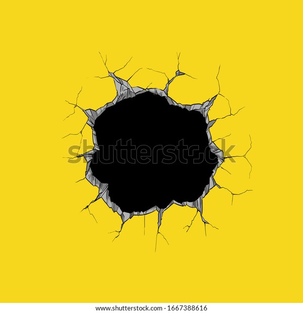 Vektor Stok Hole Wall Comics Style Hand Drawn (Tanpa Royalti ...