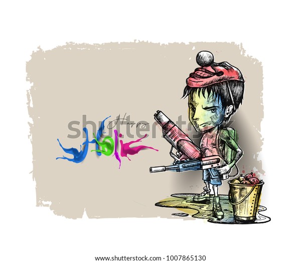 Holi Celebrations Boy Playing Holi Isolated Stock Vector (Royalty Free ...