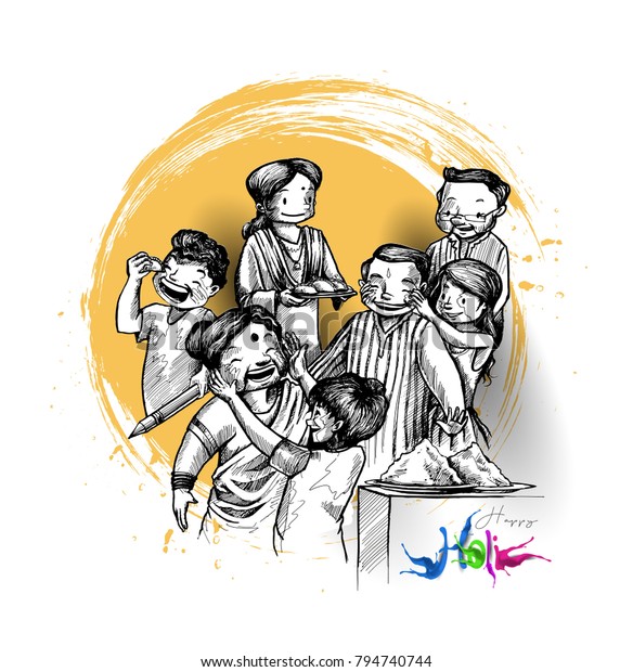 Holi Celebrations Boy Playing Holi Isolated Stock Vector (Royalty Free ...