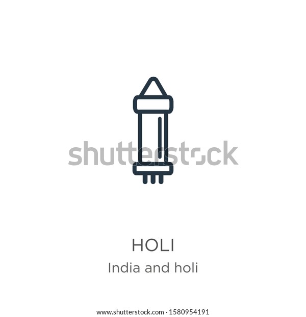 Holi Icon Thin Linear Holi Outline Stock Vector (Royalty Free ...