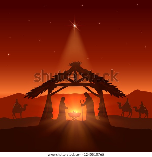 Holiday Theme Christian Background Birth Jesus Stock Vector (Royalty ...