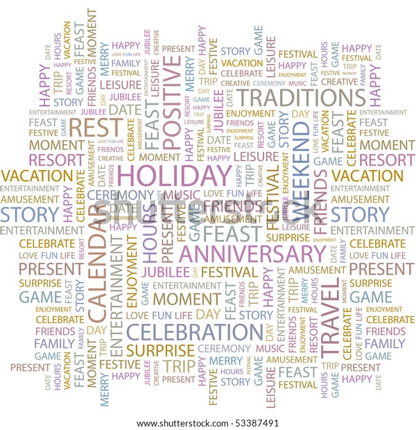 Holiday Word Collage On White Background Stock Vector (Royalty Free ...
