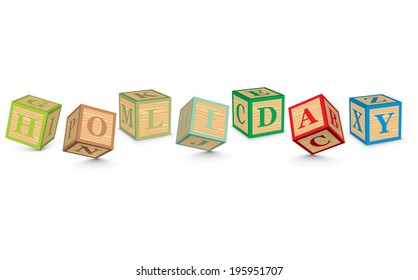 Holiday Written Alphabet Blocks Vector Illustration Stock Vector ...