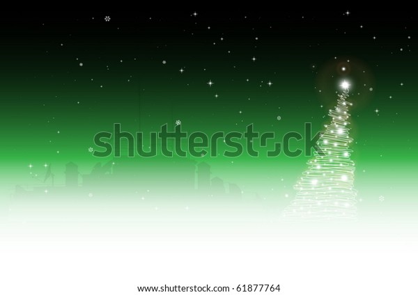 Holidays Imaginary Town Christmas Tree Background Stock Vector (Royalty ...