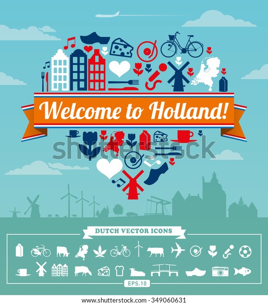 Holland Dutch Vector Set Stock Vector (Royalty Free) 349060631