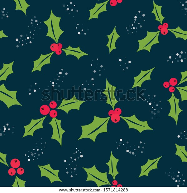 Holly Berry Vector Seamless Pattern Christmas Stock Vector (Royalty ...