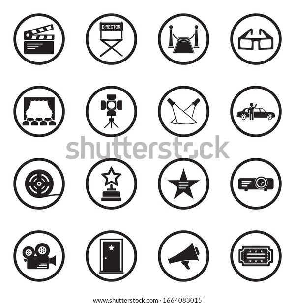 Hollywood Icons Black Flat Design Circle Stock Vector (Royalty Free ...
